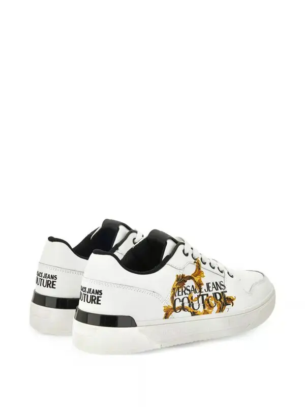 Versace Logo-Print Leather Trainers White Editorialist