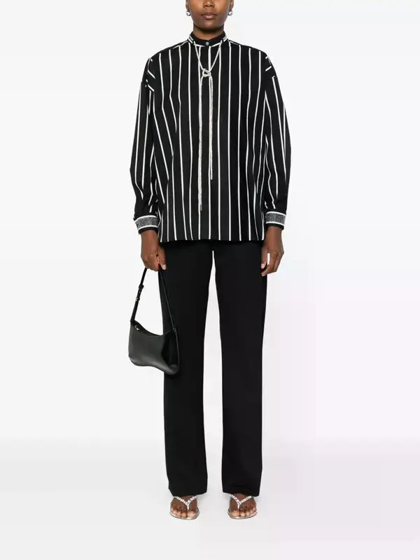 Pinko Striped Rhinestone-covered Shirt