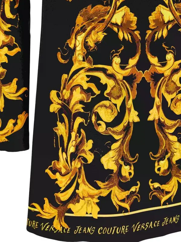 Versace Baroque-print Long-sleeve Midi Dress