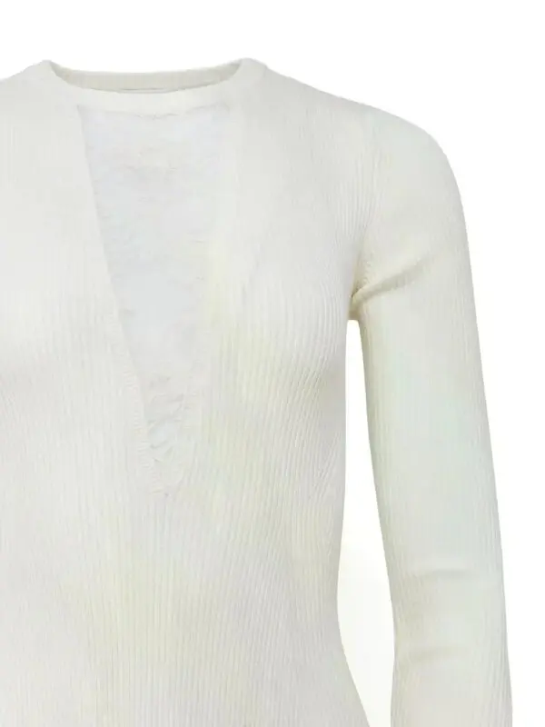 FLEUR DU MAL Quinn Lace-insert Ribbed Bodysuit - Neutrals