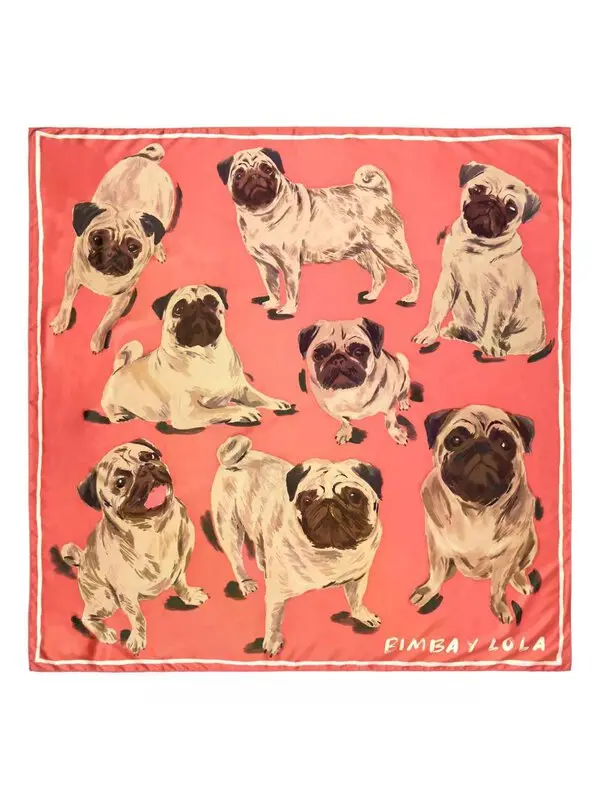 Bimba Y Lola Pug-print Scarf - Pink