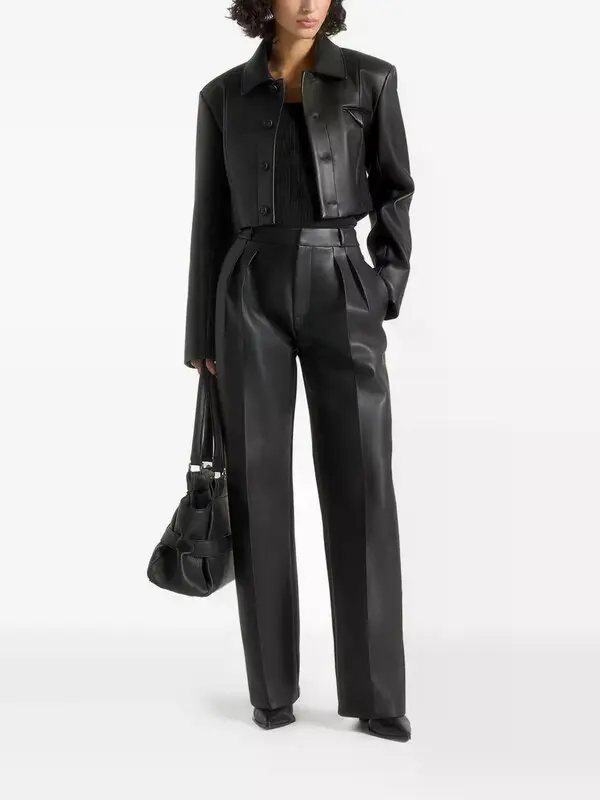 Manière De Voir Wide Shoulder Leather Jacket - Black