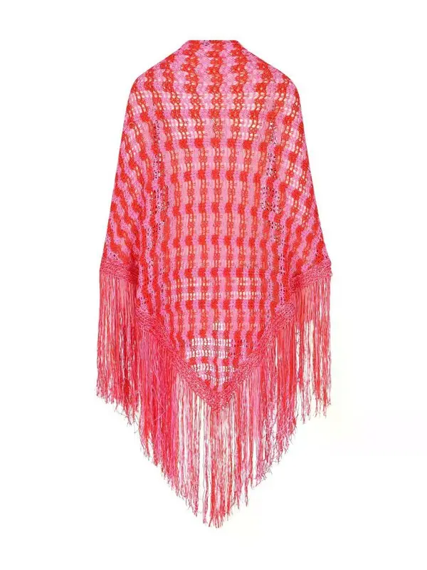Giada Benincasa Stripe-pattern Fringed-hem Crochet Scarf - Pink