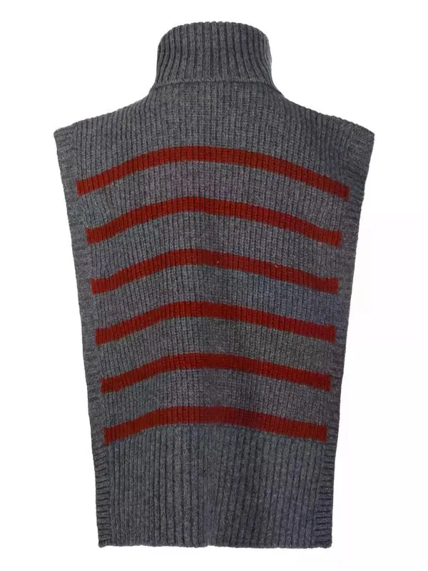 DAVANTINO Sleeveless Striped Turtleneck Sweater - Grey