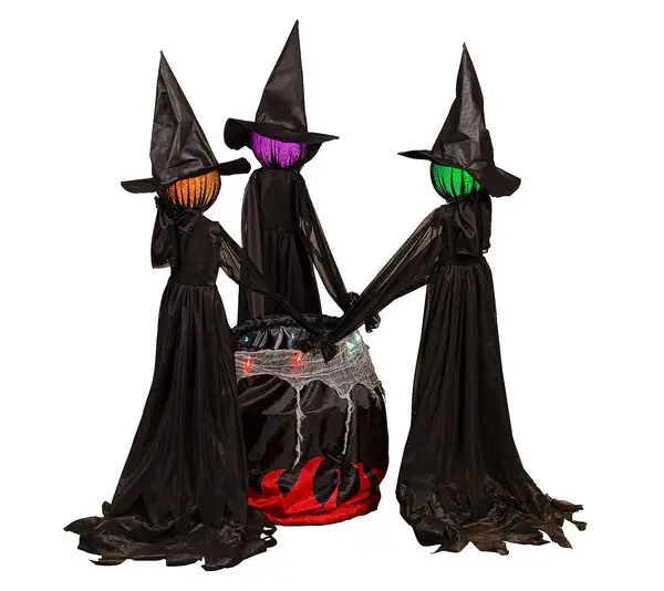 EVERGREEN Led 3 Witches & Cauldron Garden Stake