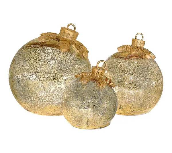 LUMABASE Glass Tabletop Christmas Ornaments Set Of 3 - One-color