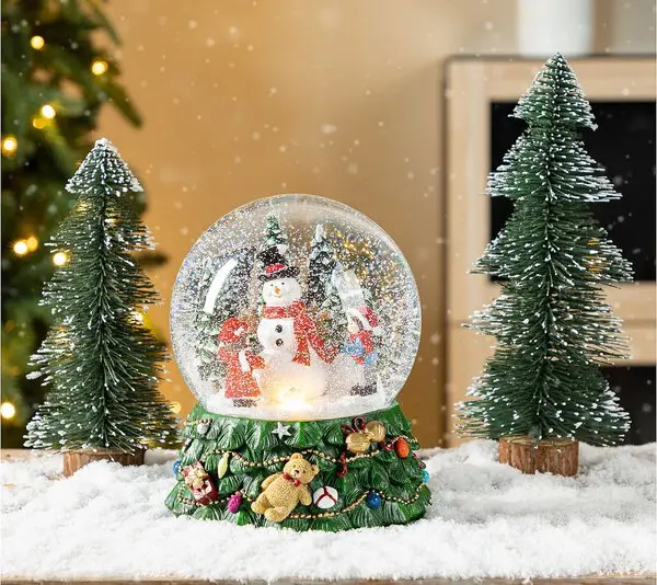 GLITZHOME Christmas Led Musical Snowflakes Snow Waterglobe - One-color
