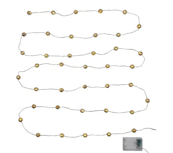 LUMABASE Led Mini String Lights With Gold Balls