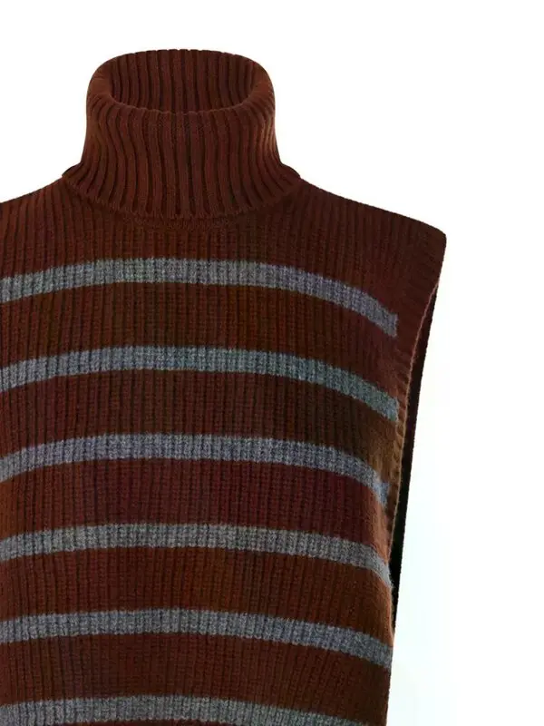 DAVANTINO Striped Turtleneck Sweater - Brown