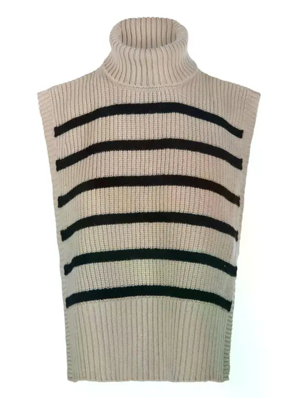 DAVANTINO Striped Turtleneck Vest - Neutrals