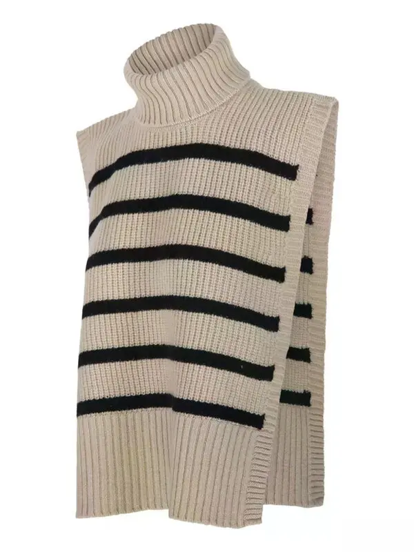 DAVANTINO Striped Turtleneck Vest - Neutrals