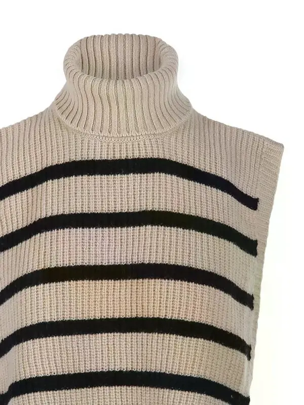 DAVANTINO Striped Turtleneck Vest - Neutrals