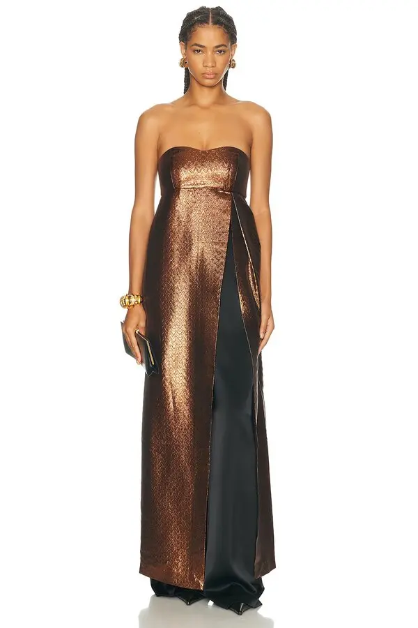 SEV Metallic Long Open Dress