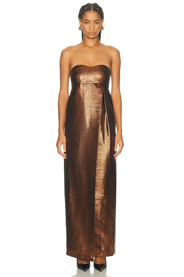 SEV Metallic Long Open Dress