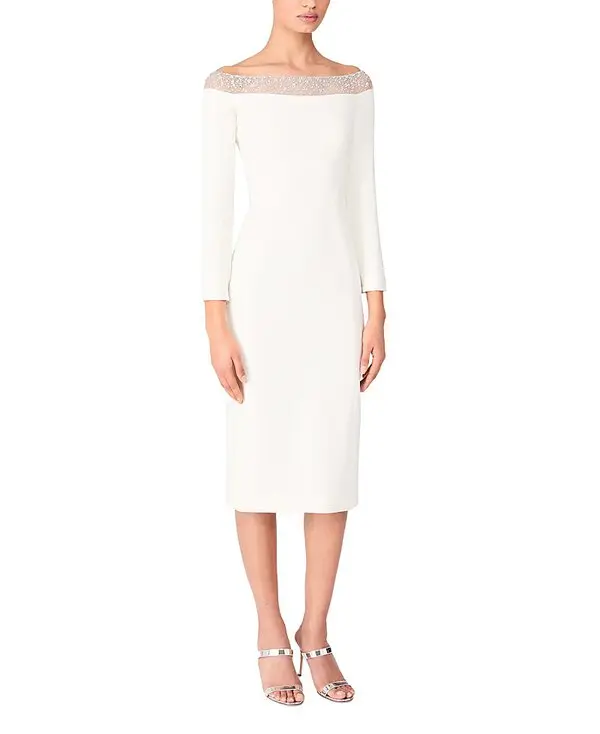 Jenny Packham Calypso Off-the-shoulder Embellished Midi Dress - Vanilla