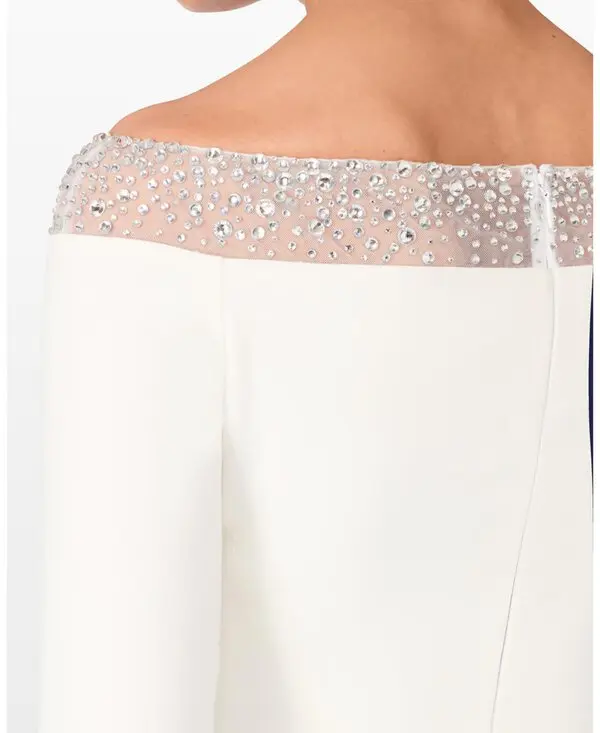 Jenny Packham Calypso Off-the-shoulder Embellished Midi Dress - Vanilla