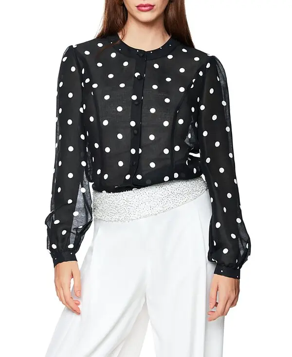 MARC CAIN Silk And Linen Polka Dot Blouse