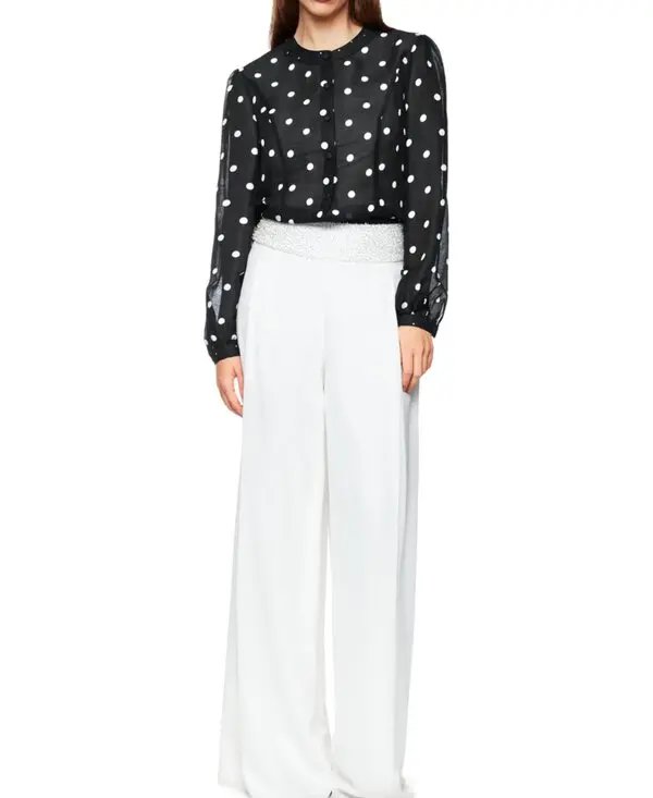 MARC CAIN Silk And Linen Polka Dot Blouse