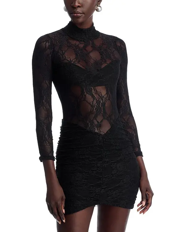 NIGHTCAP Drop Waist Lace Mini Dress - Black