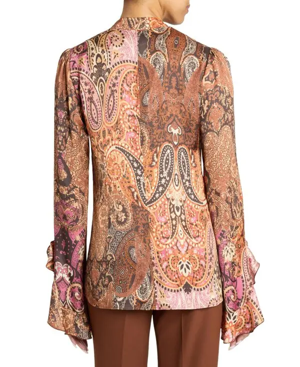 Santorelli Sienna Long Sleeve Blouse With Tie Neck