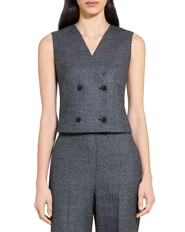 Theory Double Breasted Marled Wool Vest