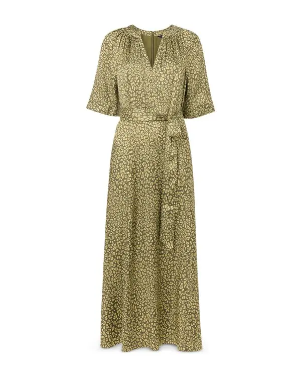 whistles green leopard print dress Whistles Leopard Viscose Midi Dress Green/Multi Size 0