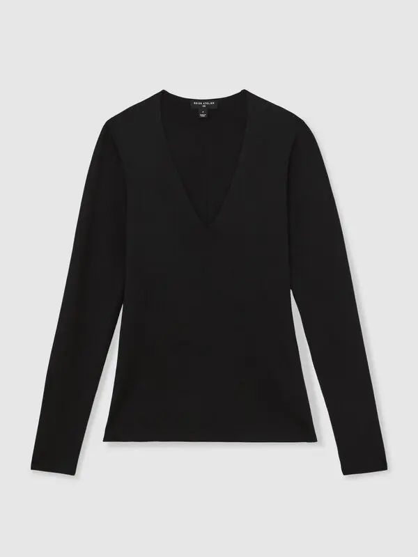 REISS Maeve Atelier Knitted Silk-blend Top - Black