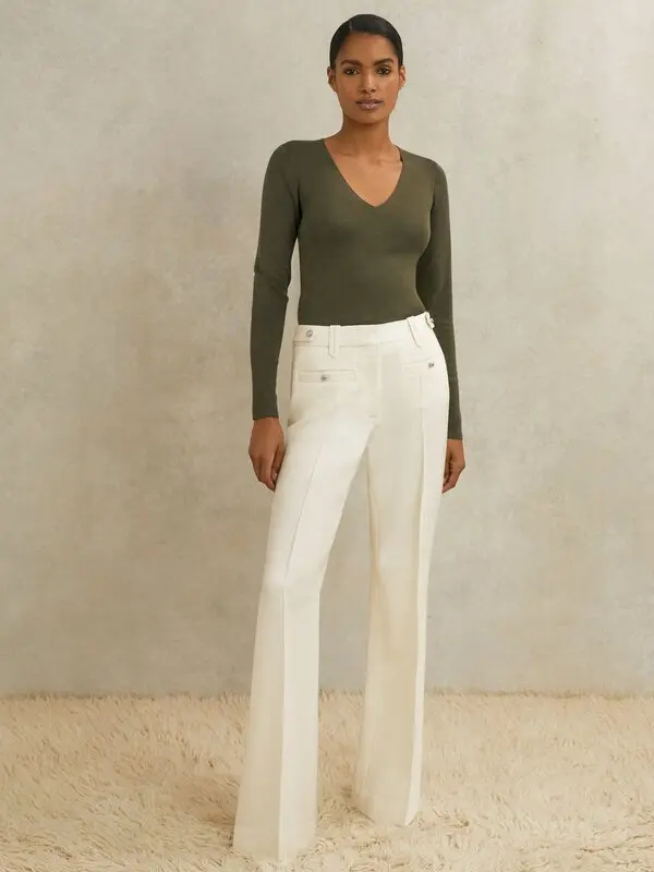 REISS Athena Atelier Wool Flared Trousers