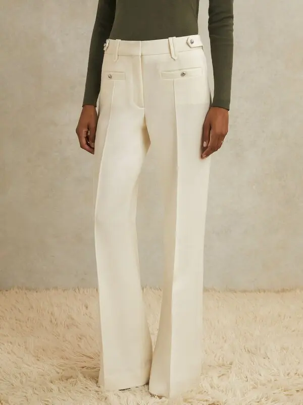 REISS Athena Atelier Wool Flared Trousers