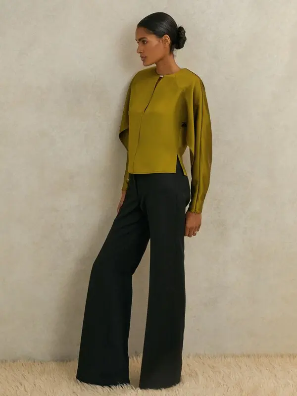 REISS Atelier Mina Satin Turn-lock Top - Green