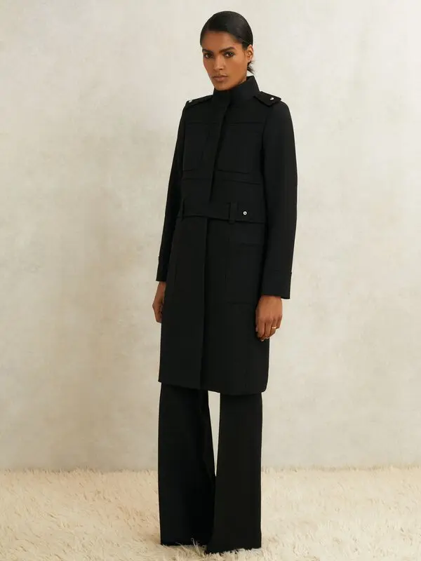 REISS Wool Belted Long Coat