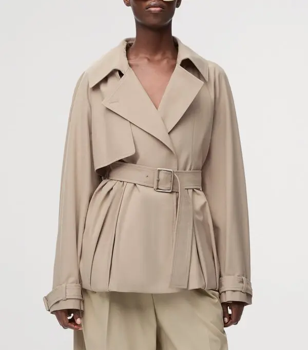 Loewe Cotton Belted Short Trench Coat - Beige