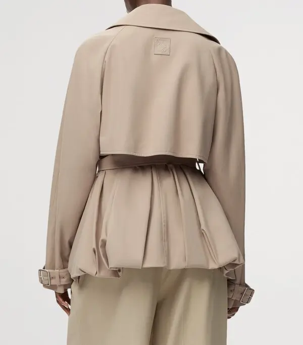 Loewe Cotton Belted Short Trench Coat - Beige
