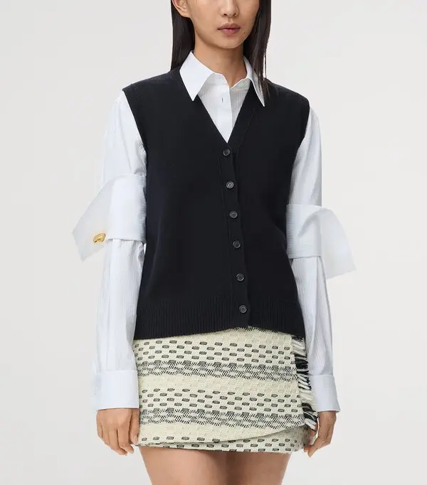 Loewe Wool Button-up Sweater Vest - Black
