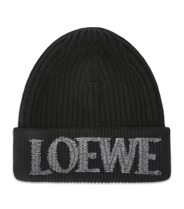 Loewe Wool Embroidered-logo Beanie - Black