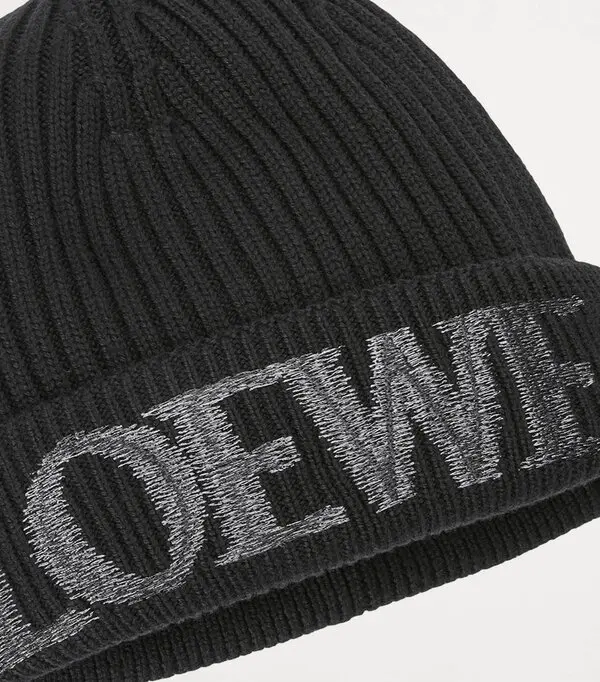 Loewe Wool Embroidered-logo Beanie - Black