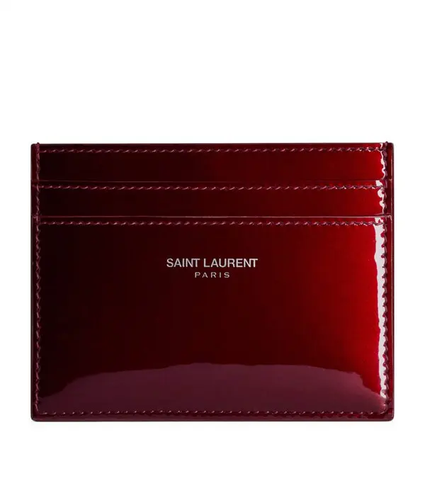 Saint Laurent Patent Leather Card Holder - Pink