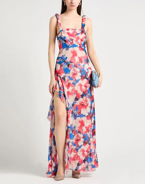 Patrizia Pepe Multicolor Floral Print Viscose Maxi Dress With Ruffles