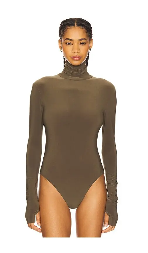 Norma Kamali Long Sleeve Turtleneck Bodysuit - Bark