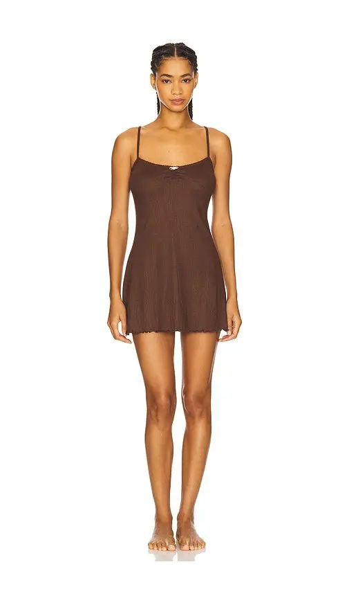 For Love & Lemons Elliana Slip Dress - Chocolate