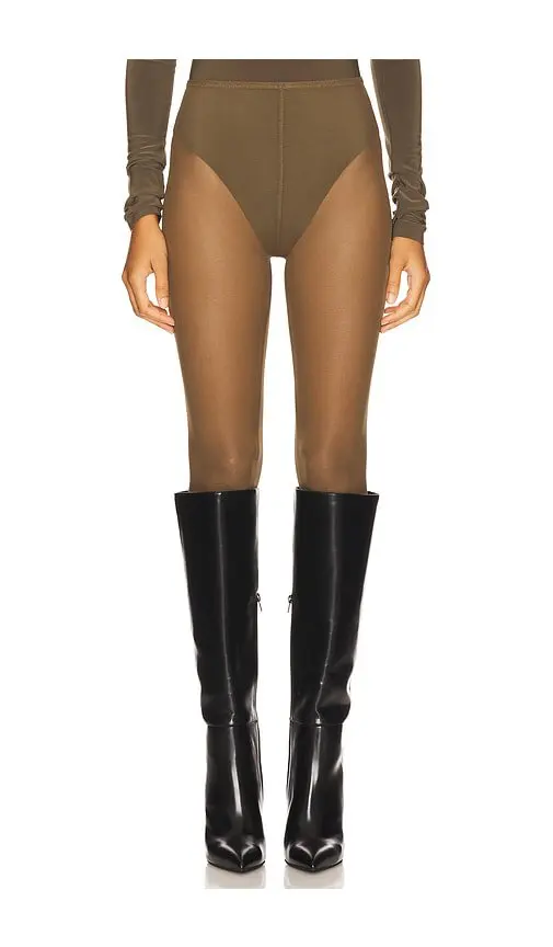 Norma Kamali Legging With Footie In Olive