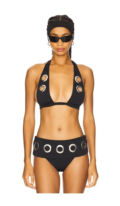1XBLUE Eyelet Bikini Top - Black