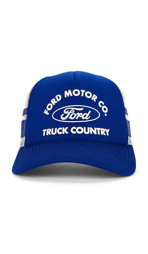 Brixton X Ford Built Tough Trucker Hat - Ford Blue & Wimbledon White