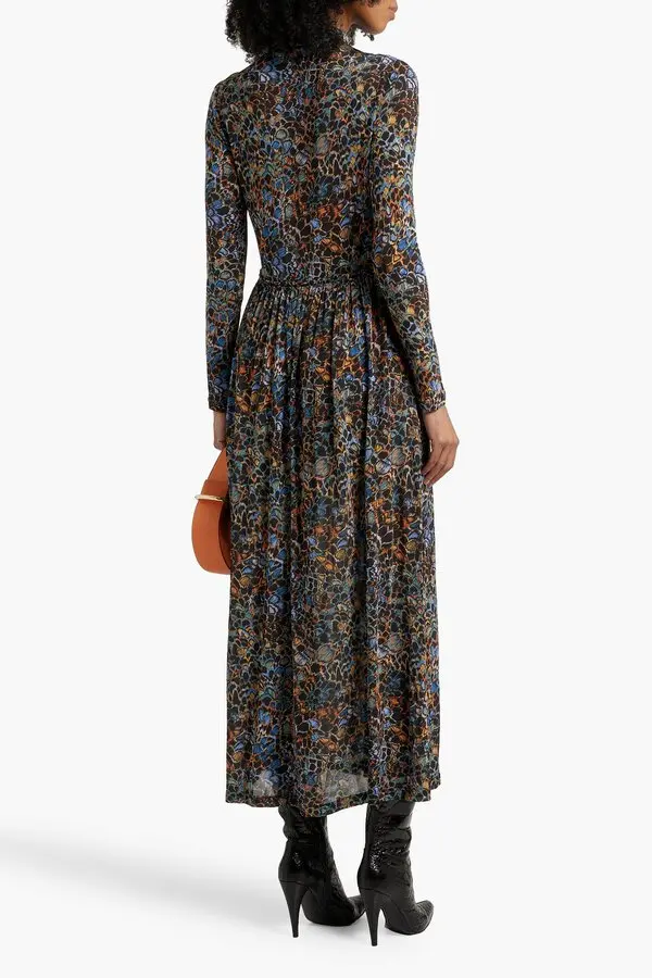 Ulla Johnson Orianna Ruched Printed Midi Dress