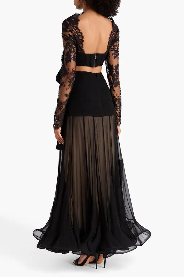 Zimmermann Cutout Chantilly Lace And Silk-georgette Gown