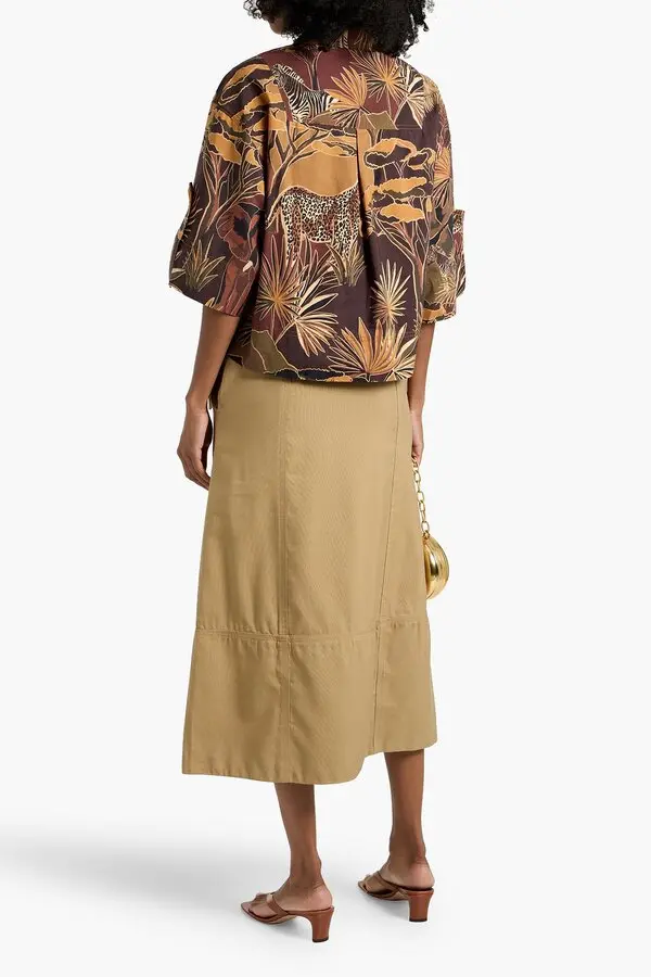 Farm Rio Cotton And Lyocell-blend Midi Skirt