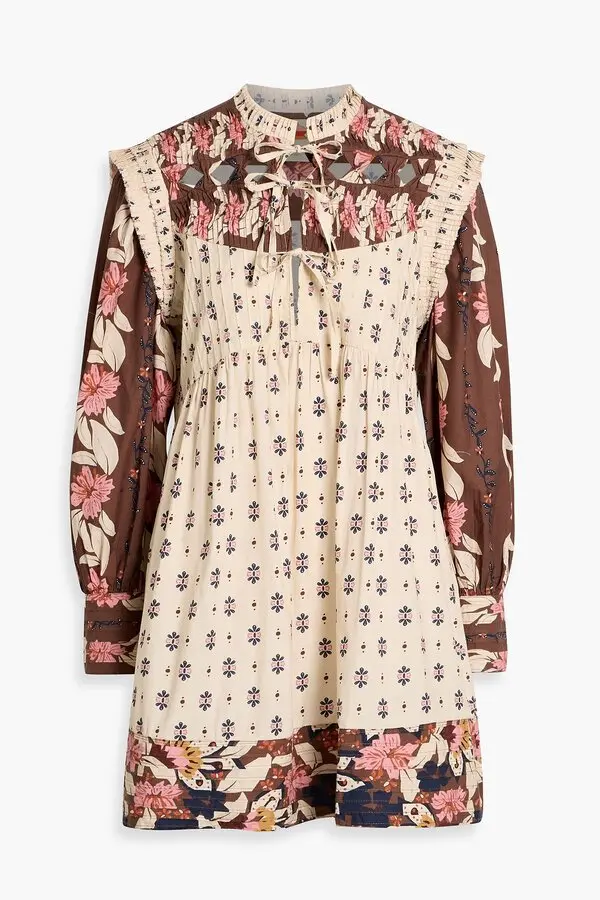 Farm Rio Pintucked Printed Mini Dress