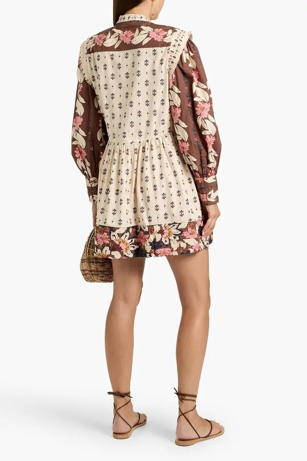 Farm Rio Pintucked Printed Mini Dress