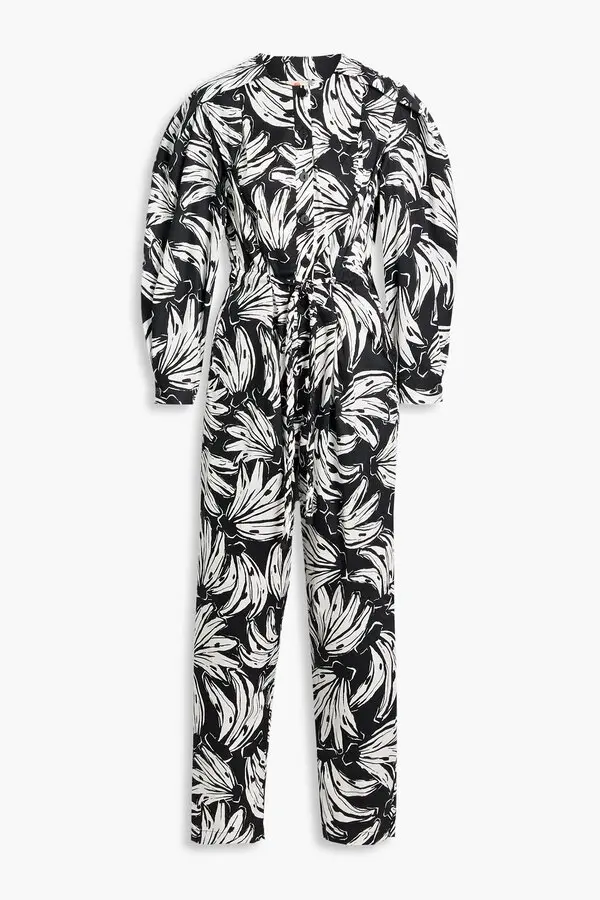 Farm Rio Printed Cotton-blend Poplin Jumpsuit - Black
