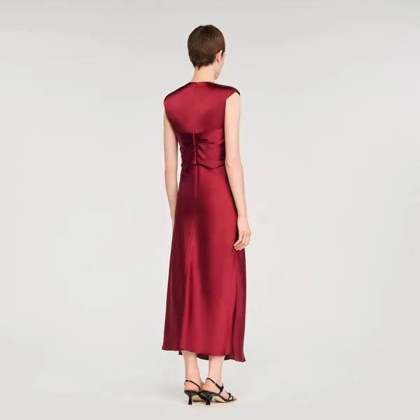 sandro evening dresses Nara Two-Tone Knit Maxi Dress Navy Blue
